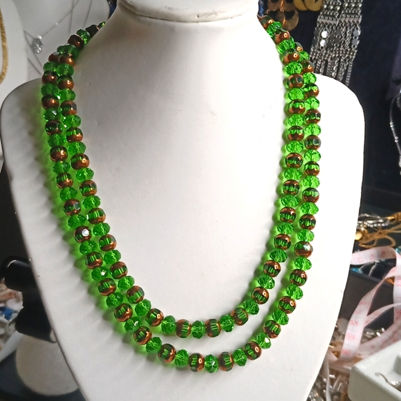 Hand Crafted | Jewelry | Vintage Green Crystal Necklace | Poshmark